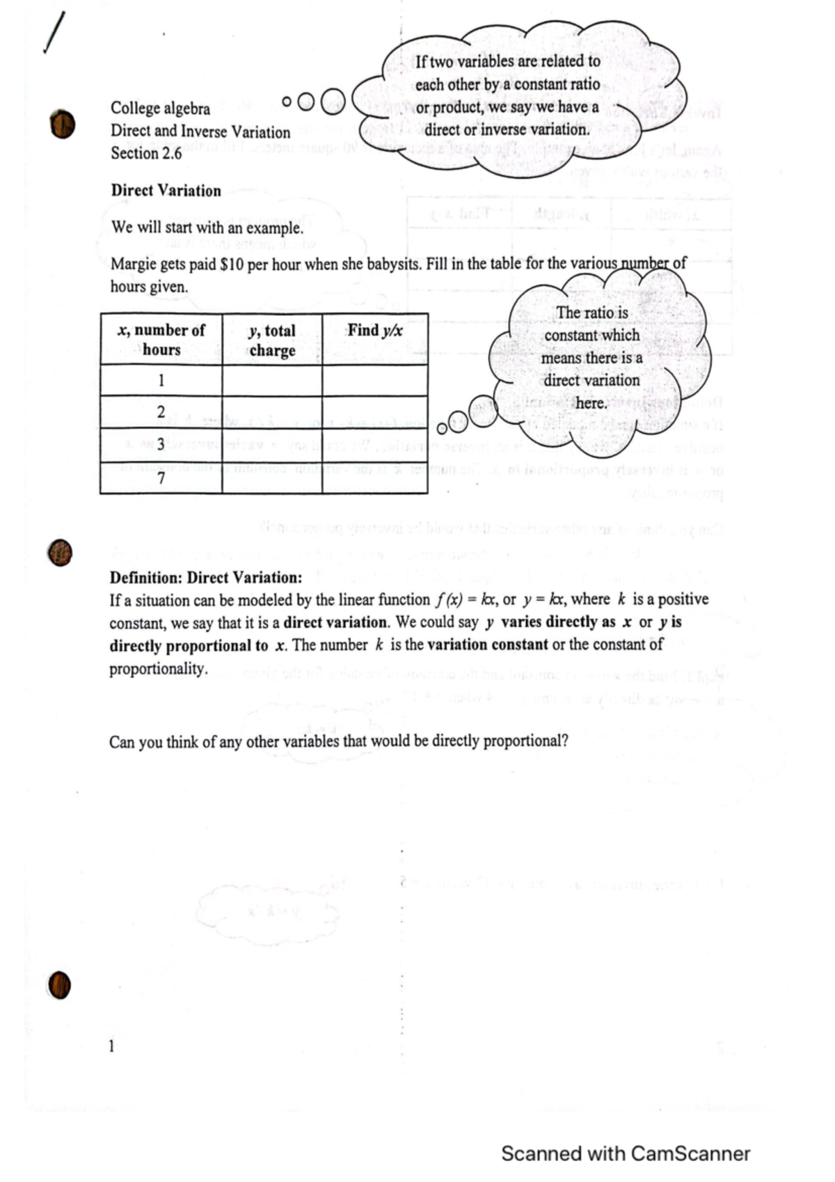 Math 131 Section 2.6 - If two variables are related to each other a ...