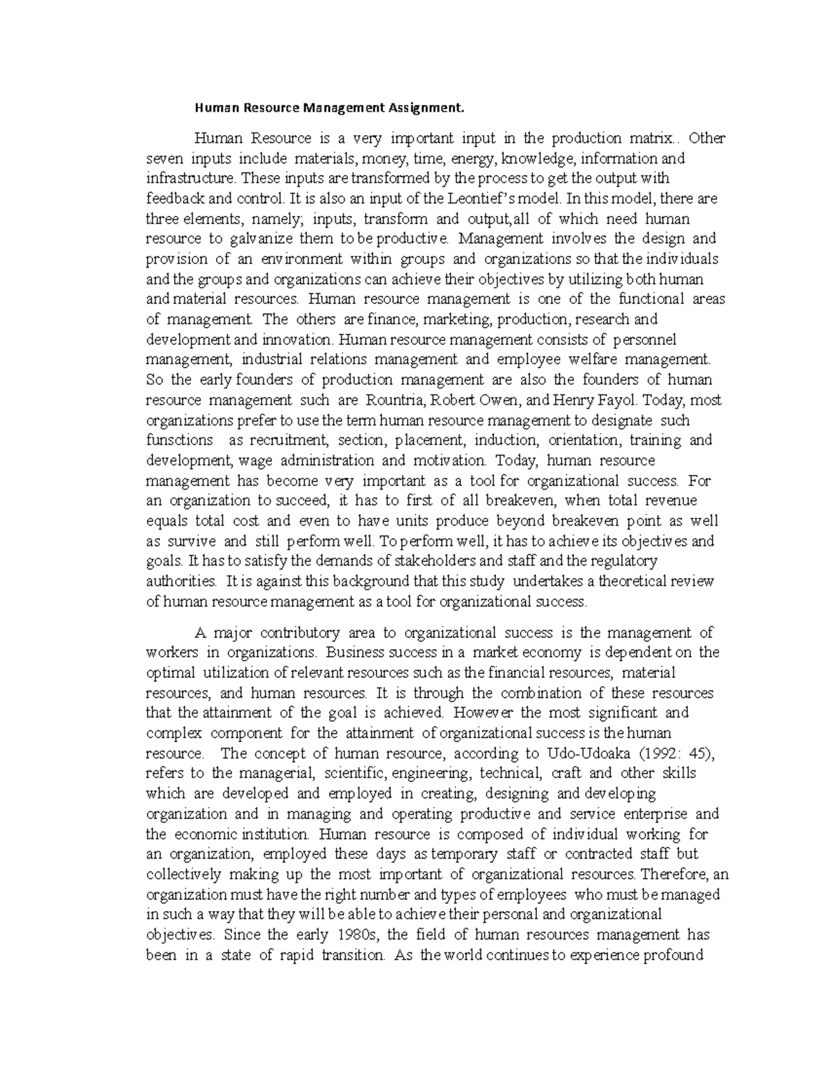 Human Resource Management Assignment - Human Resource is a very ...