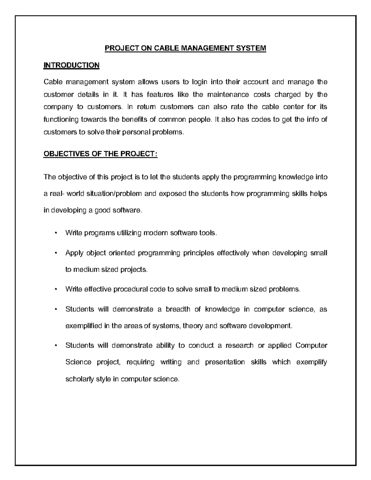 Cable Management System - PROJECT ON CABLE MANAGEMENT SYSTEM ...