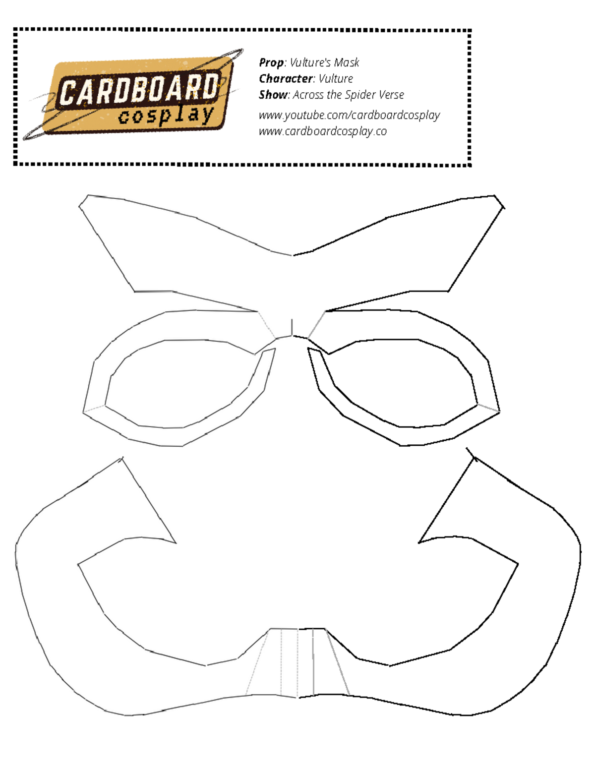 DIY Vulture mask from Spider Man Across the Spider Verse Template - BS ...