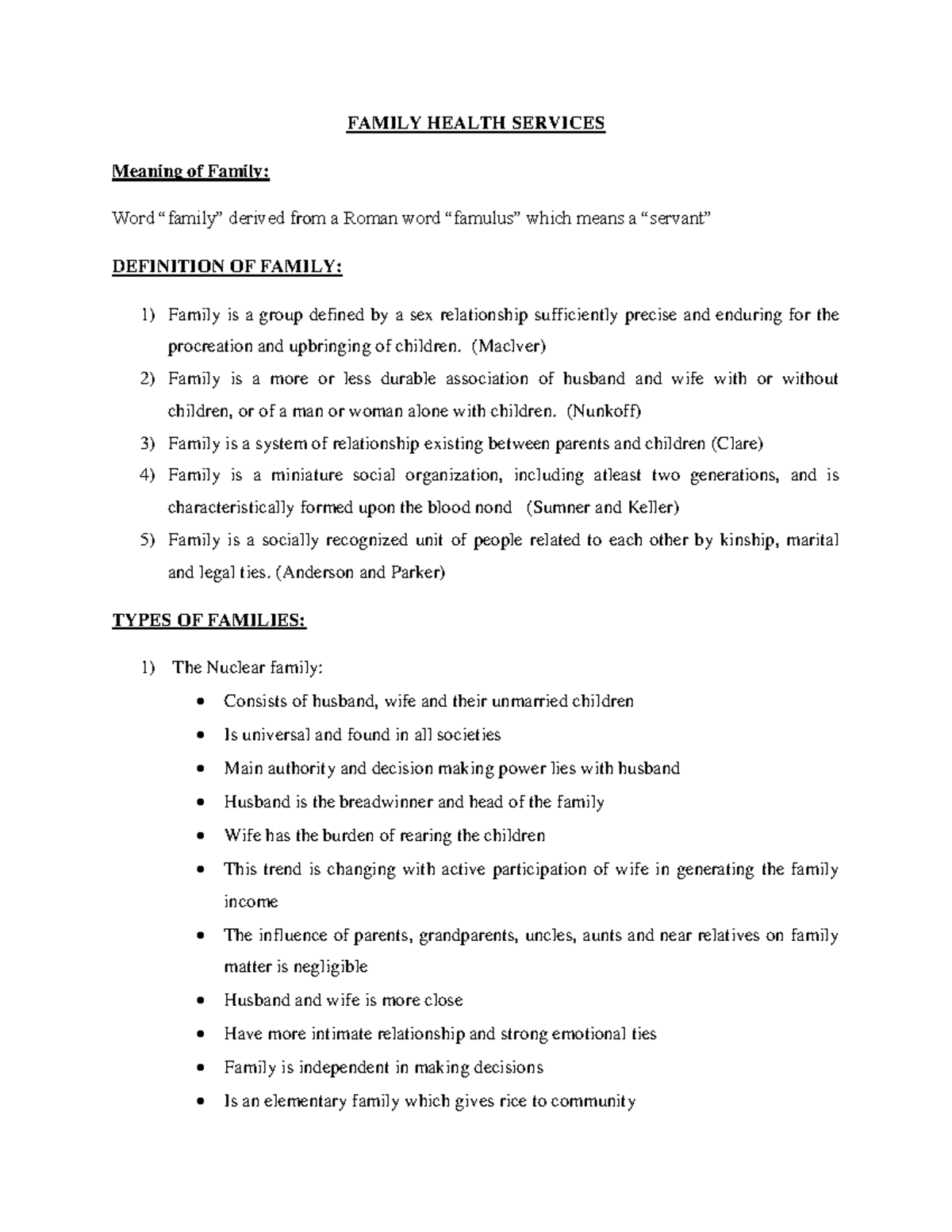 2. Unit 2 - Lecture notes - FAMILY HEALTH SERVICES Meaning of Family: Word