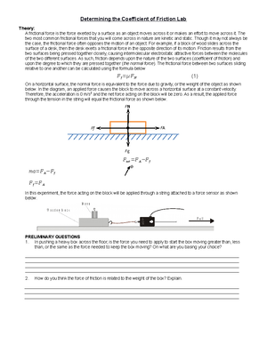 Lab report friction - THE CALCULATION OF THE COEFFICIENT OF FRICTION in ...