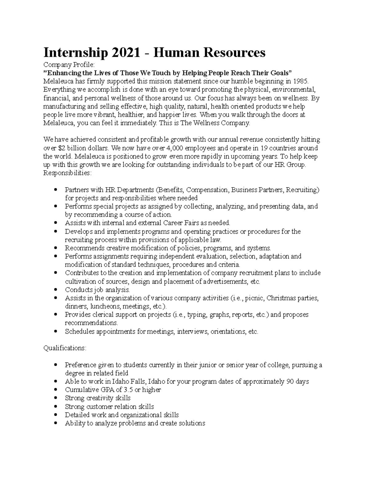 Three Intriguing Internships Activity - Internship 2021 - Human ...