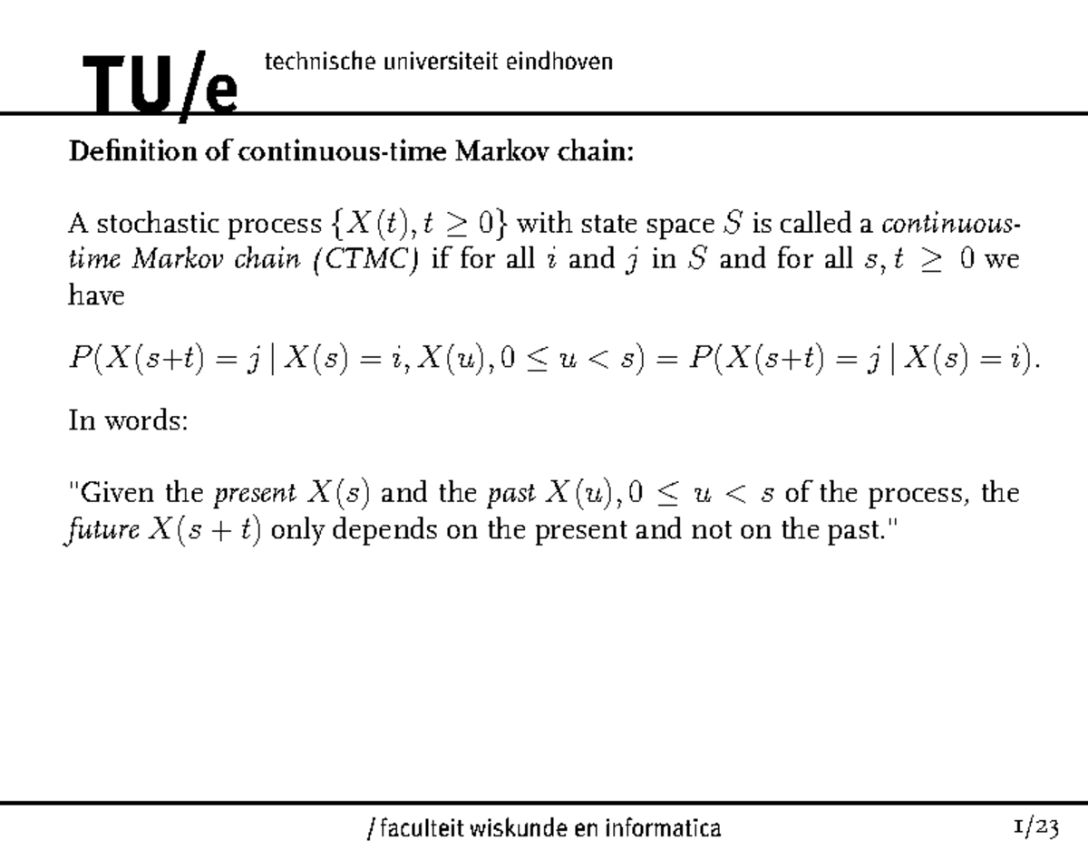 College-SOR-4-22 - dee - 1/ Definition of continuous-time Markov chain ...