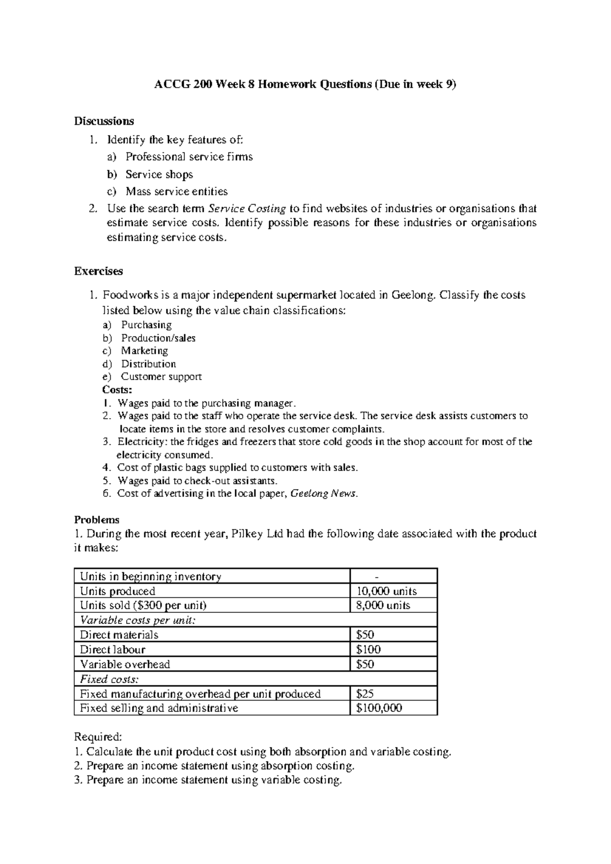 ACCG 2000 Week 8 Homework Questions - ACCG 200 Week 8 Homework Questions (Due in week 9 ) - Studocu