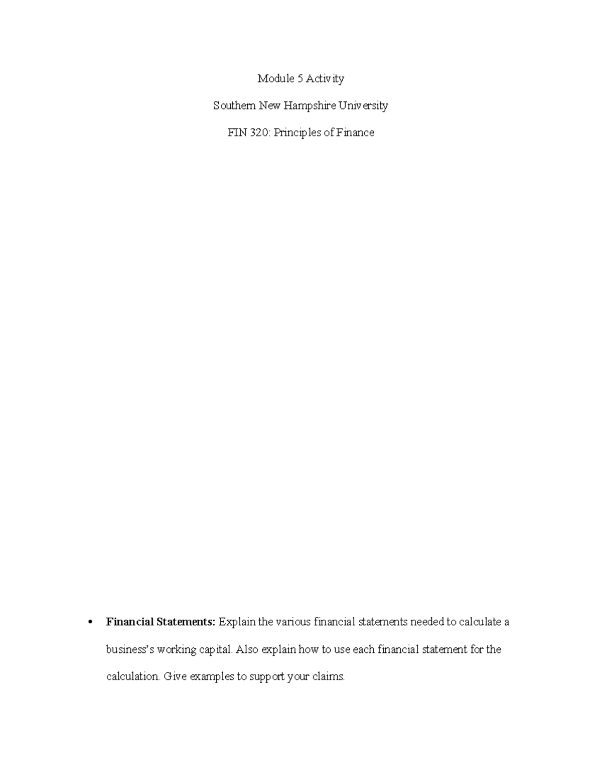 Module 5-1 Assignment - Module 5 Activity Southern New Hampshire ...