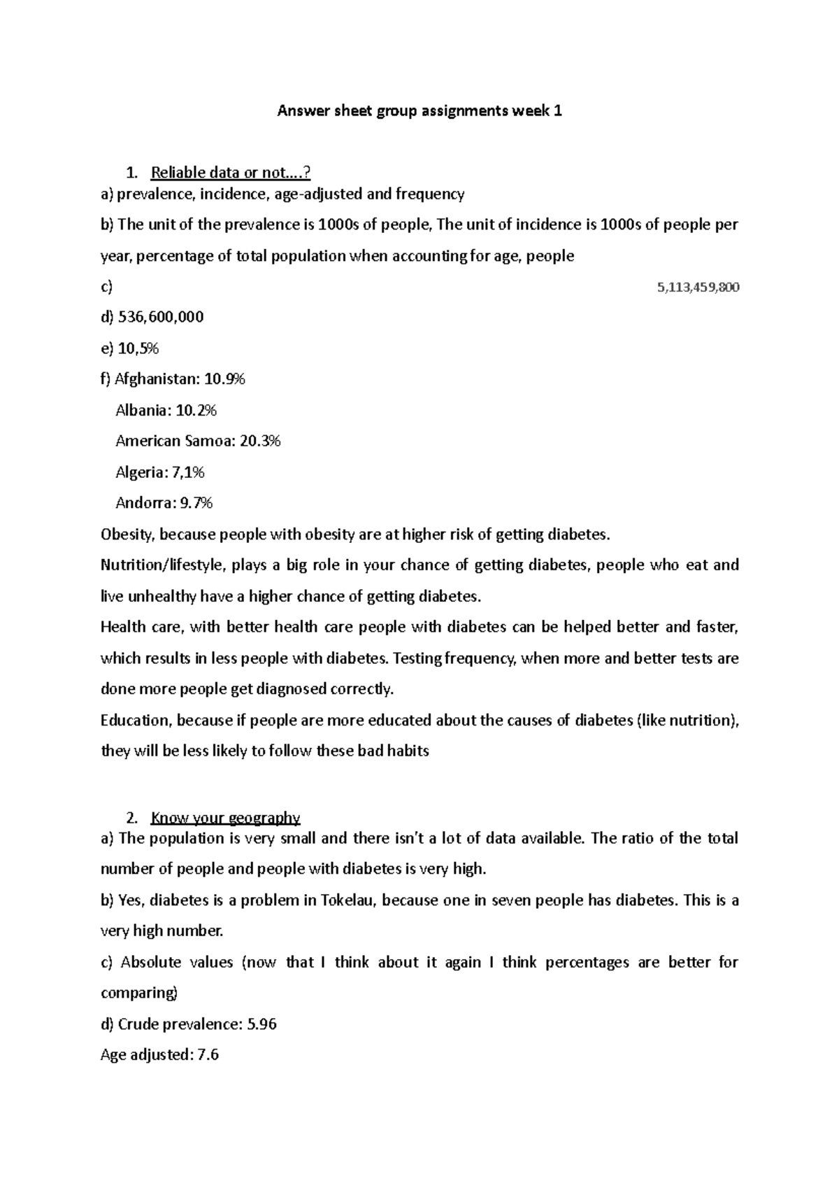 Group assignment week 1 - Answer sheet group assignments week 1 ...