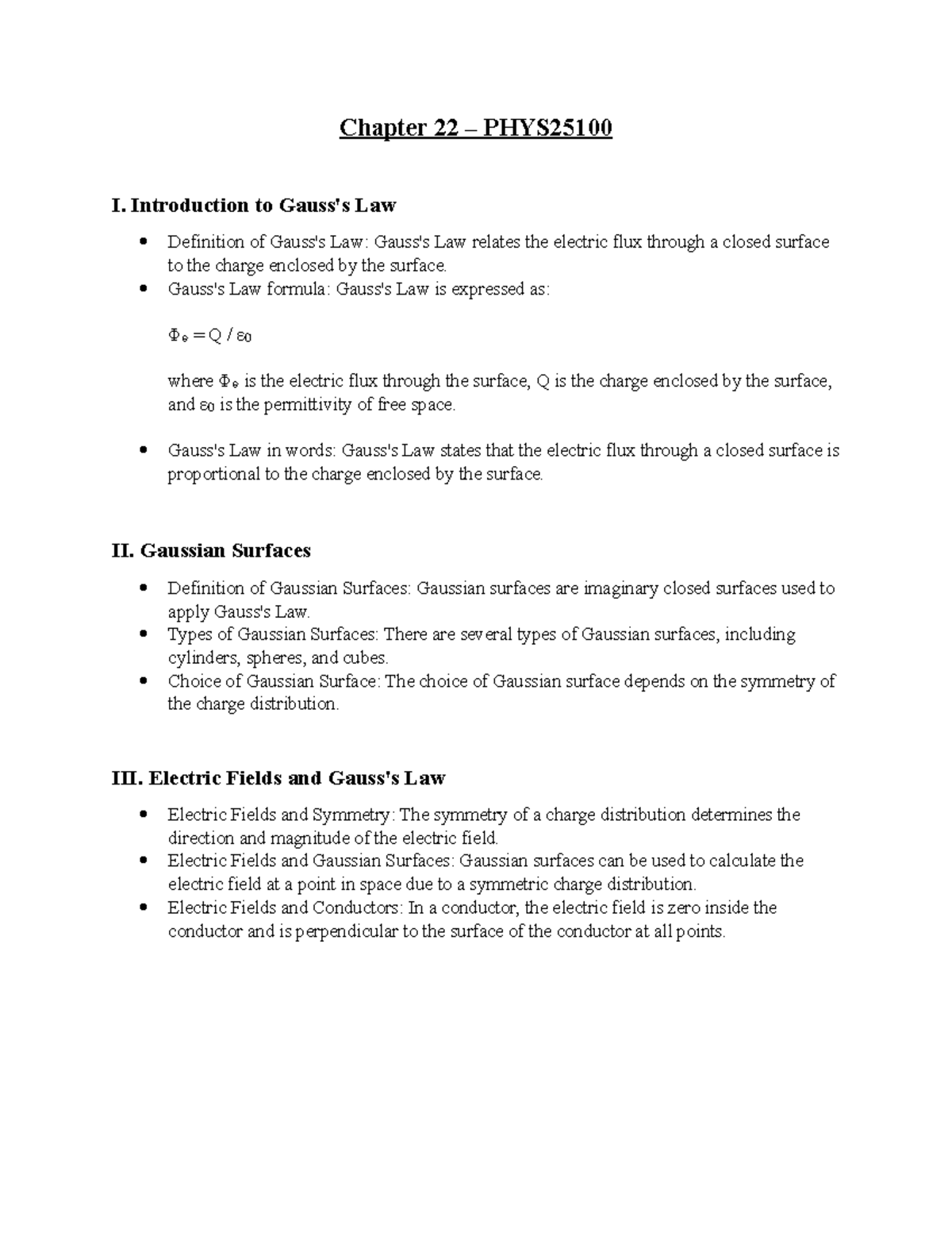 Chapter 22 - PHYS25100 - Detailed lecture notes - Professor James Tucci ...
