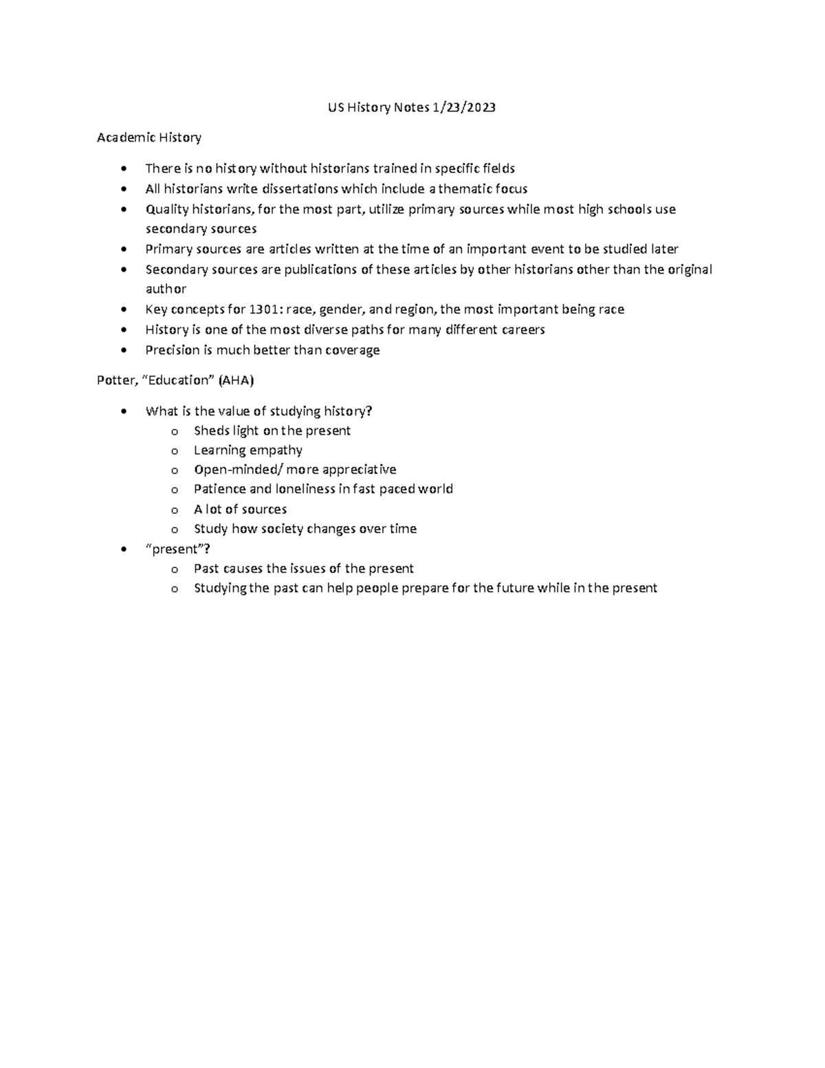 US History Notes 1 - Studocu