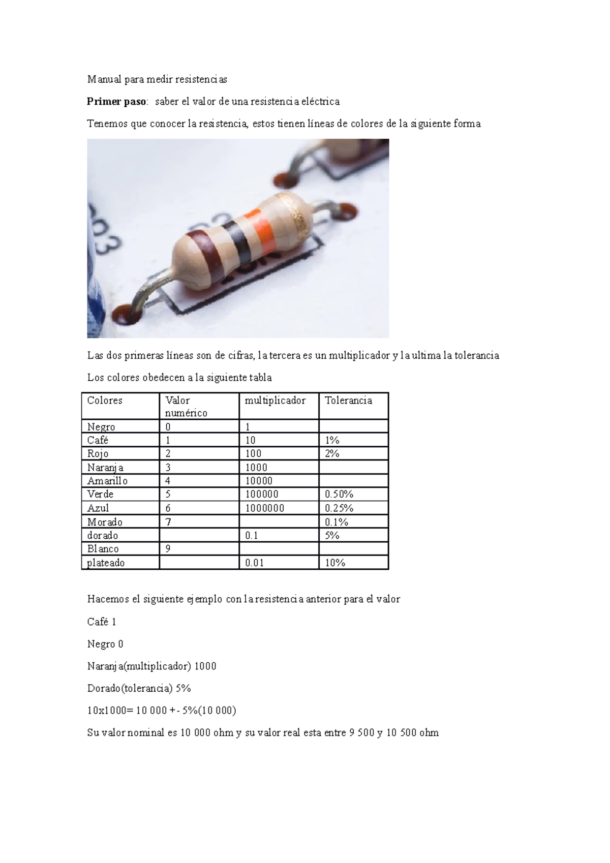 Manual para medir resistencias - Manual para medir resistencias Primer ...