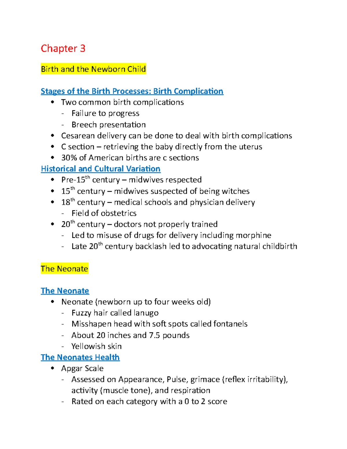 Chapter 3 - Chapter 3 Birth and the Newborn Child Stages of the Birth ...