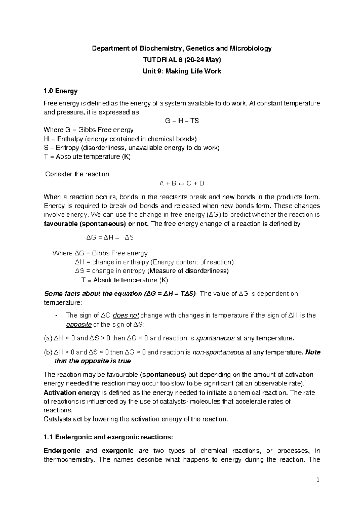Tutorial 8 Pre-tutorial work 2024 - Department of Biochemistry, Genetics and Microbiology ...