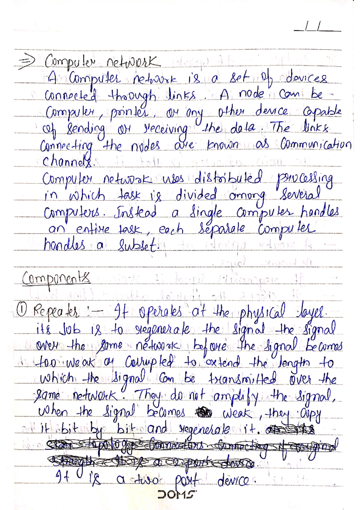 Handwritten Computer Network - btech in computer science and ...