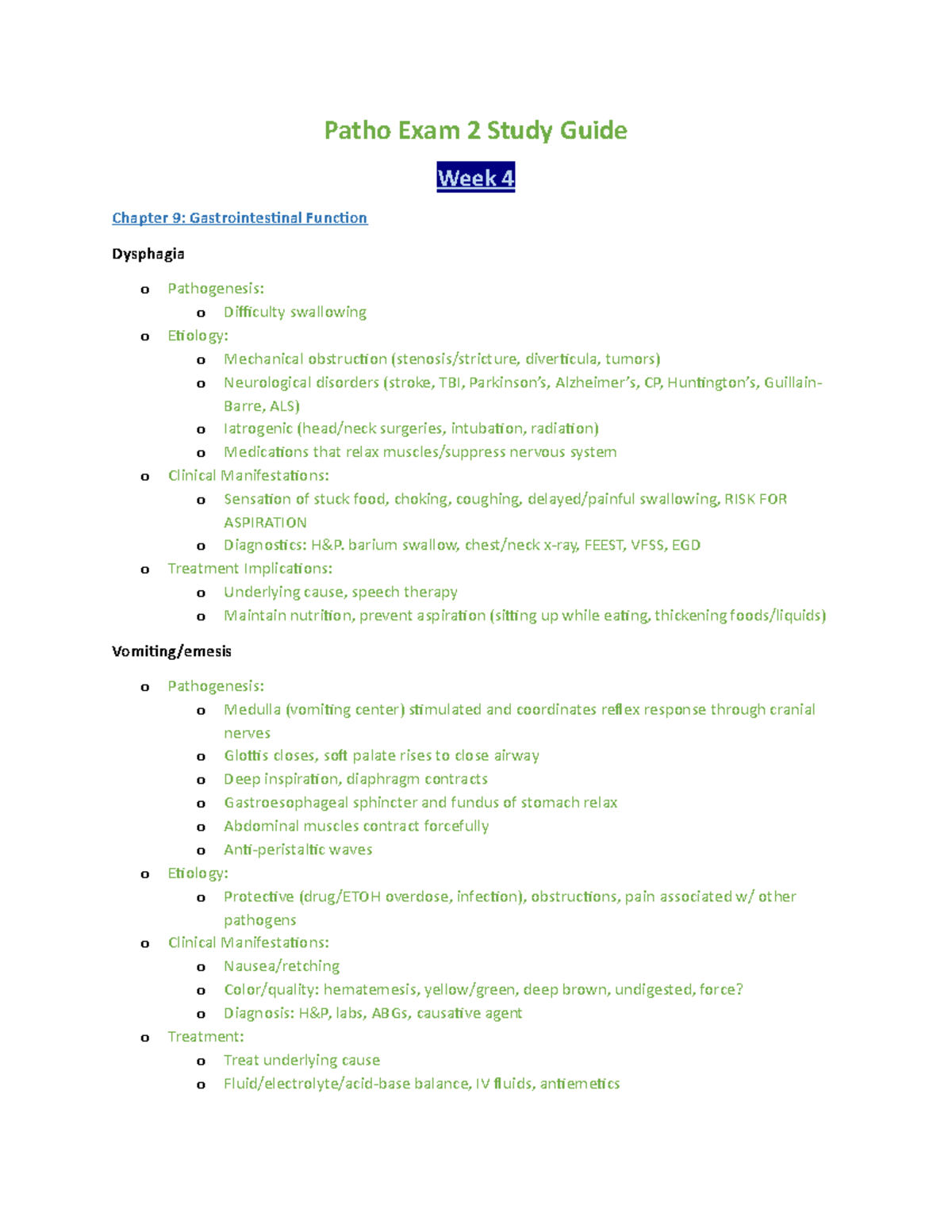 Exam 2 Pathophysiology Blueprint Fall 2021 - Patho Exam 2 Study Guide ...