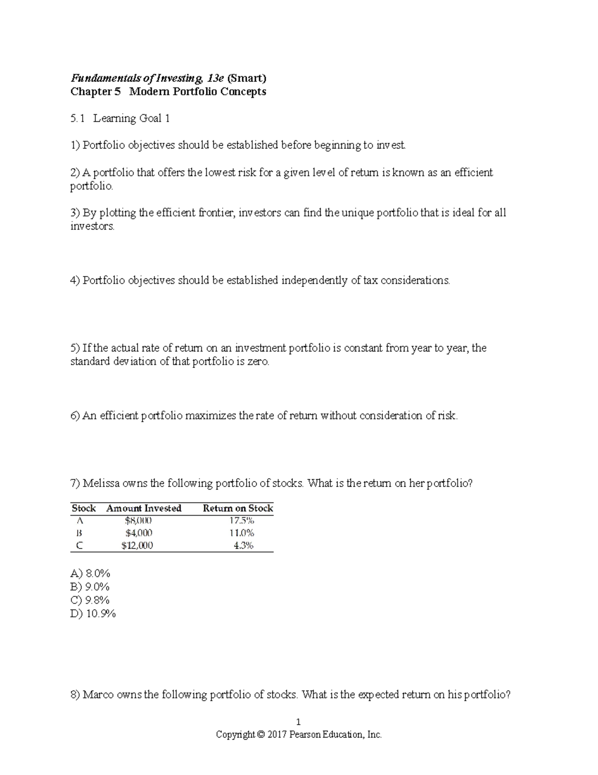 fundamentals of investment chapter 1,2,4,5,6 - Fundamentals of ...
