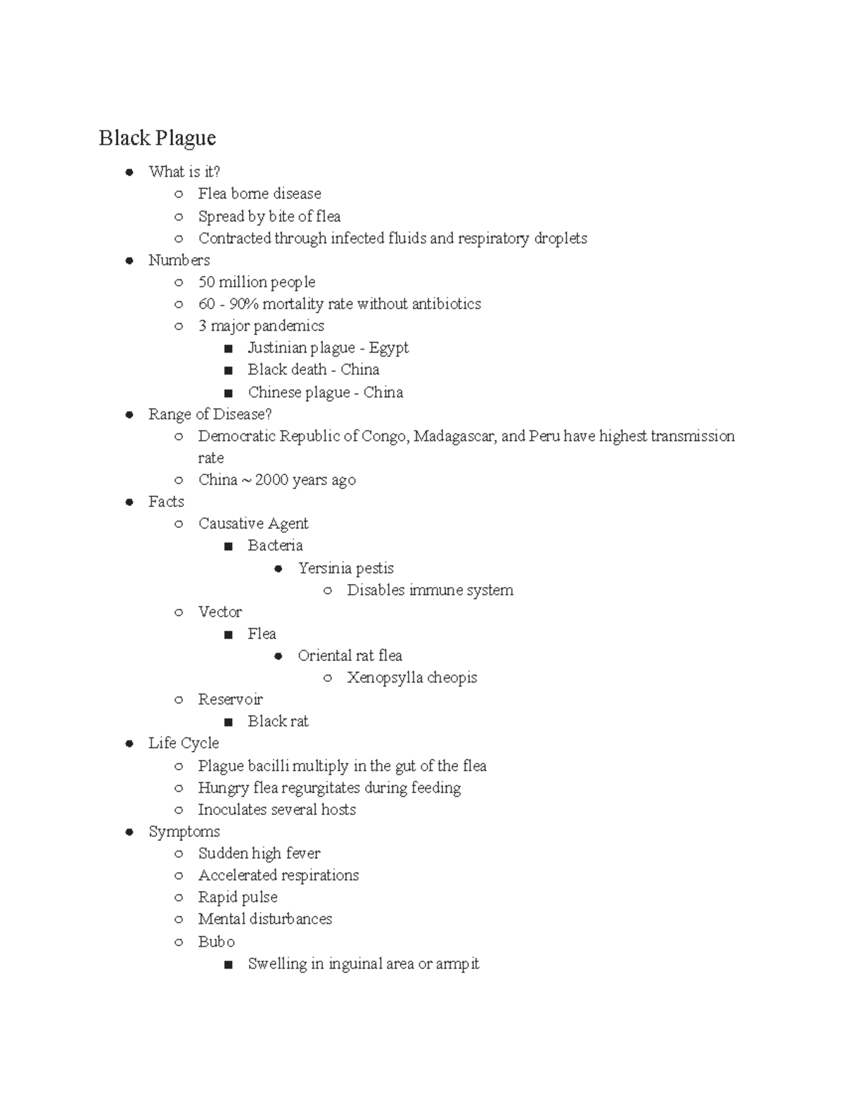 BISC467 Exam 3 Notes - Professor Kathleen Curran - Black Plague What is ...