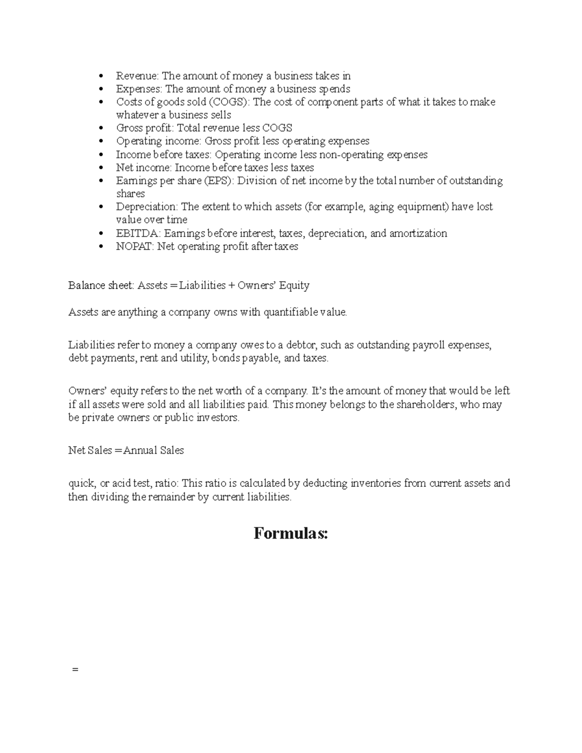 Cheat Sheet Formulas And Notes Revenue The Amount Of Money A cheat-sheet-formulas-and-notes-revenue-the-amount-of-money-a