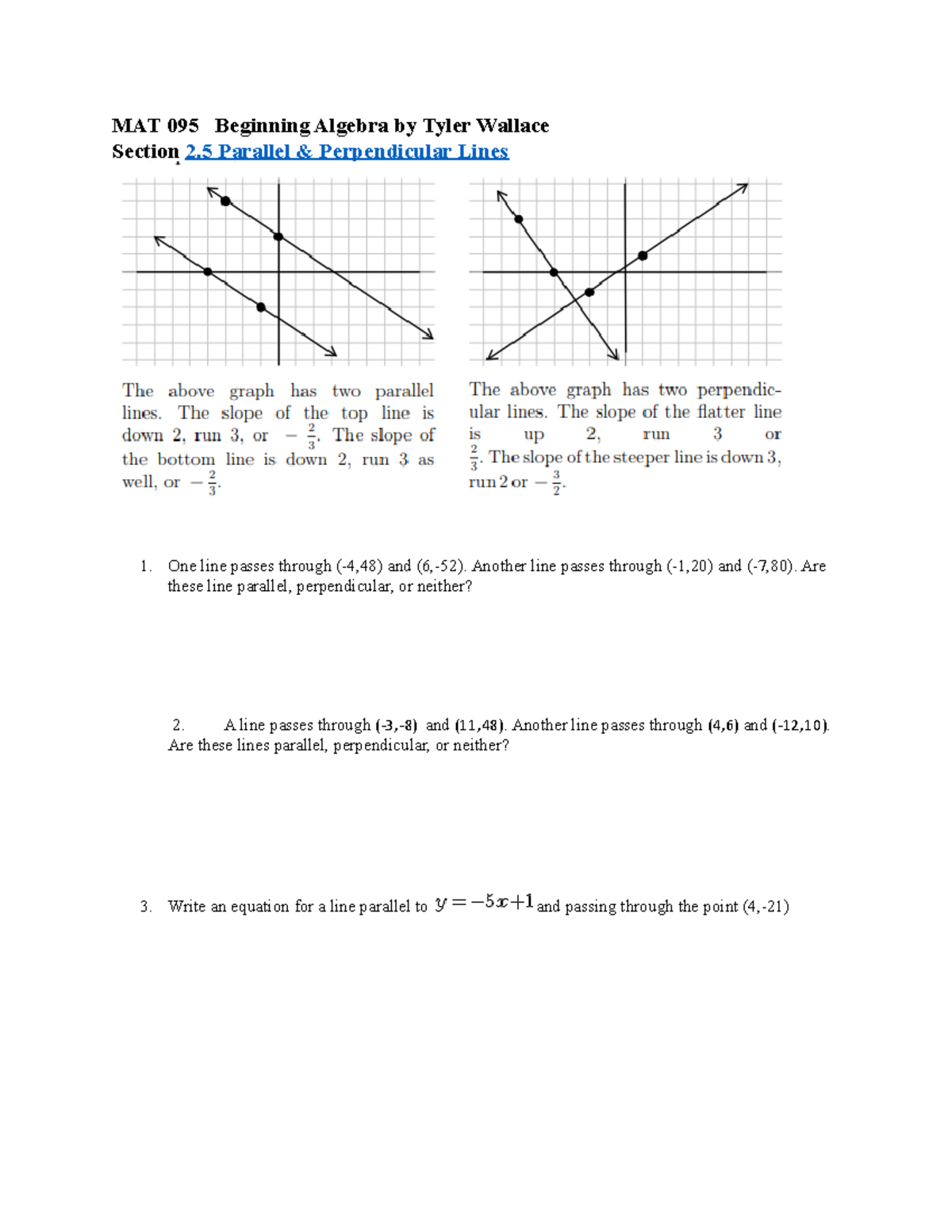 MAT 095 Section 2 - fall review - MAT 095 Beginning Algebra by Tyler ...