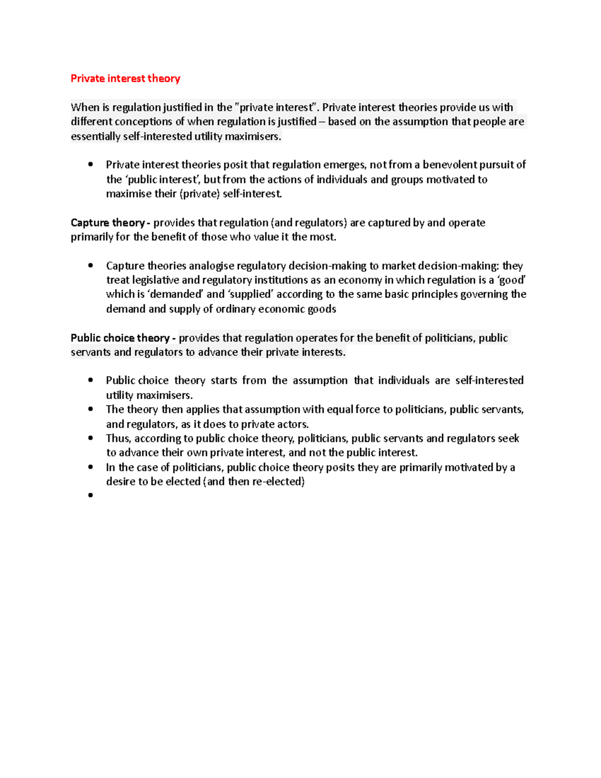 Private interest theory - policy submission research - Private interest ...