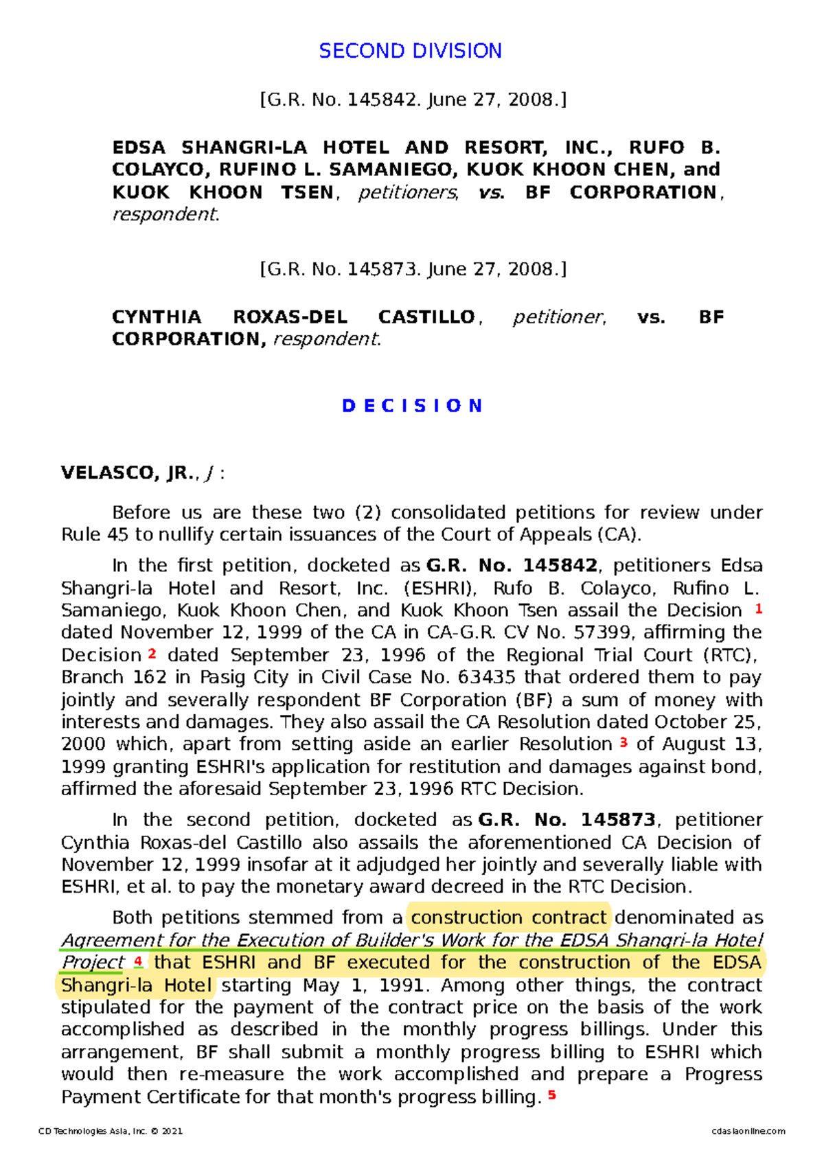 2. Edsa Shangri-La Hotel and Resort, Inc. v. BF Corp - SECOND DIVISION ...