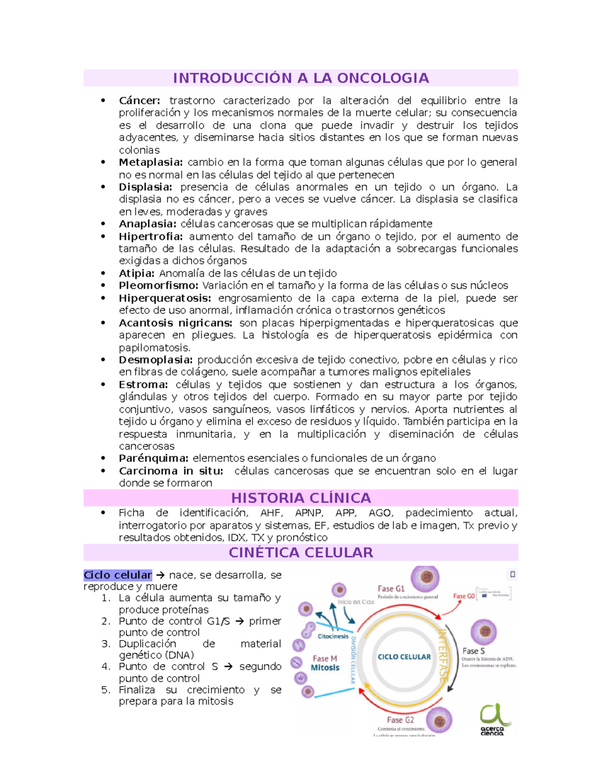 1er parcial - Generalidades de oncologia - INTRODUCCIÓN A LA ONCOLOGIA ...