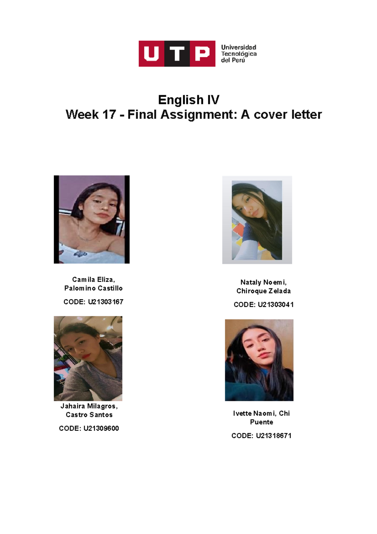 Proyect final WEEK 17 - britanico - English IV Week 17 - Final Assignment: A cover letter Camila ...