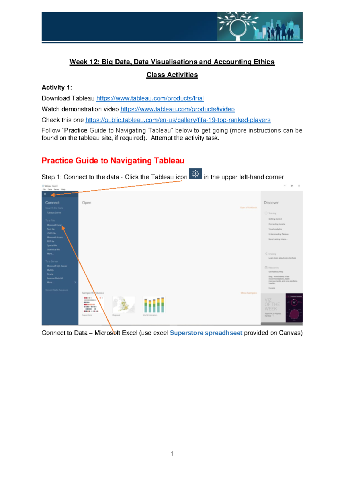 Week 12 Tutorial Activity Tableau - Week 12: Big Data, Data ...