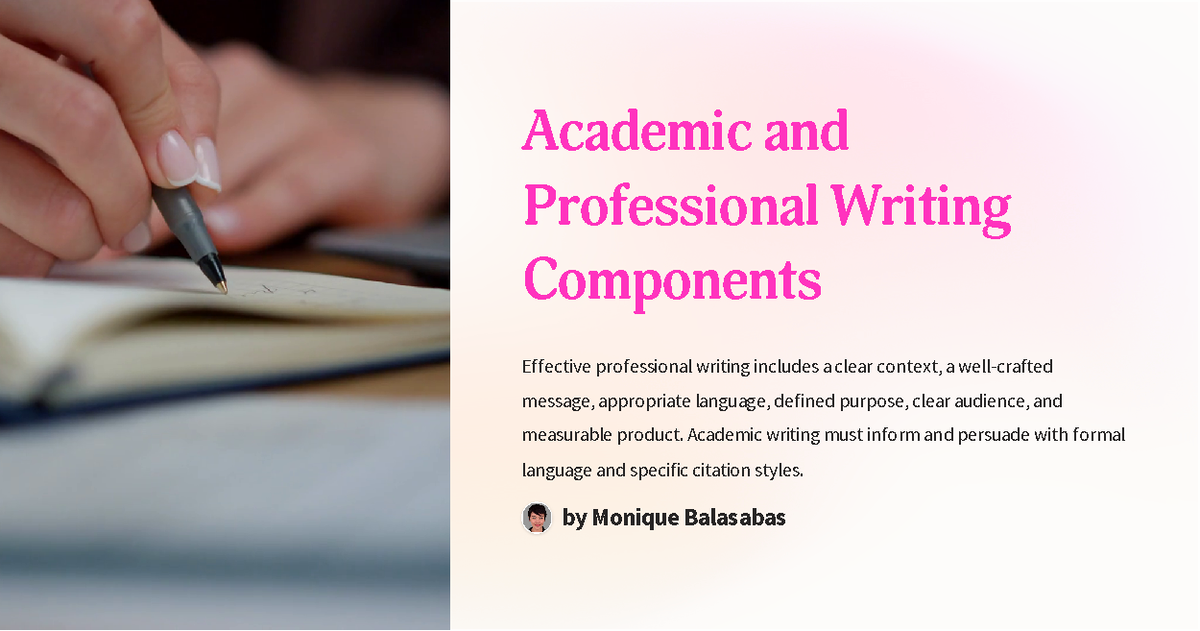 Academic and Professional Writing Components - Academic and Professional Writing Components ...