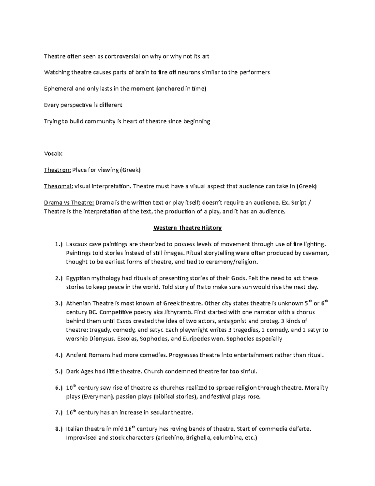 Theatre Notes WARNING: Contains profanity! - Theatre often seen as ...