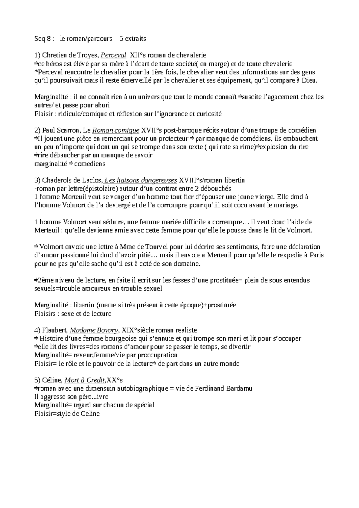 Seqence 8 intro - Sequence 8 parcours personnages en marges et plaisirs du romanesque - Seq 8 ...