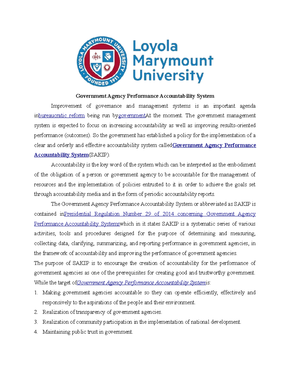 Government Agency Performance Accountability System - Government Agency ...
