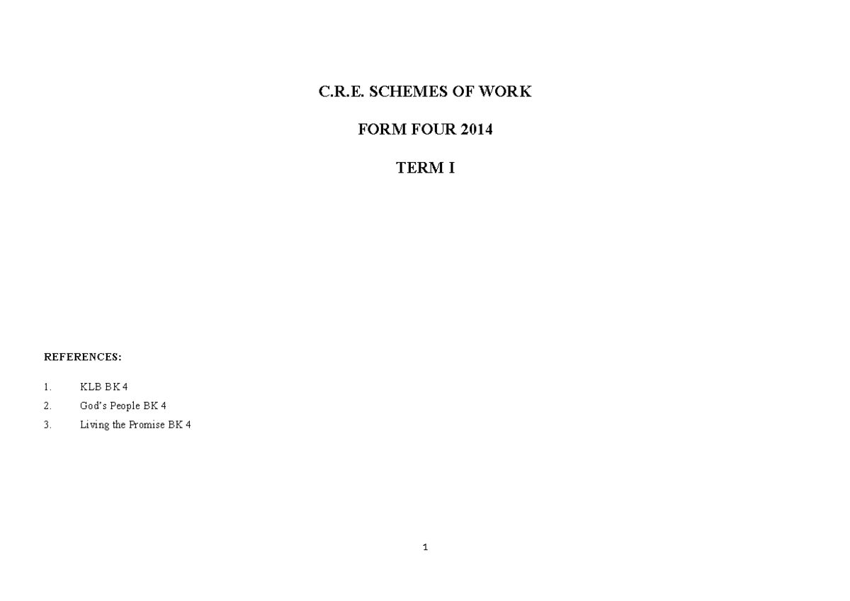 Cre scheme form 4 - C.R. SCHEMES OF WORK FORM FOUR 2014 TERM I ...