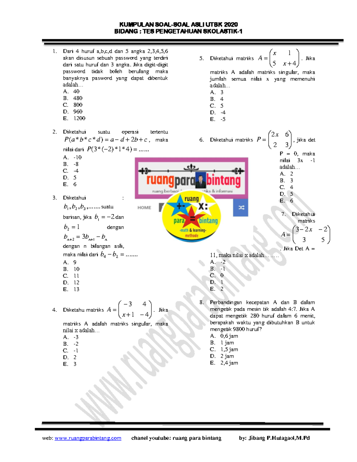 Soal TPS UTBK 2020 Asli -01 baru www.ruangparabintag.com ( Sfile ...