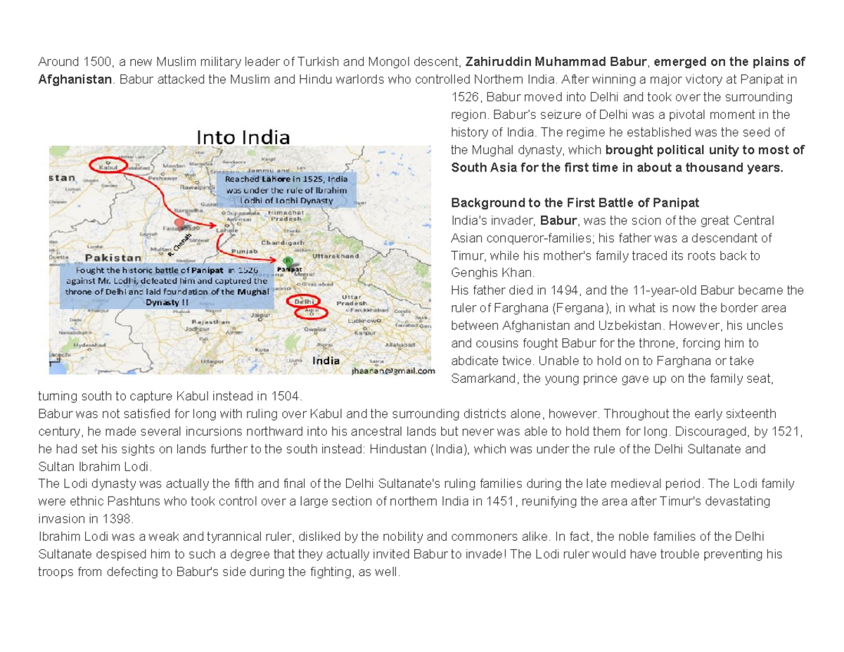 Battle of Panipat Background - Around 1500, a new Muslim military ...