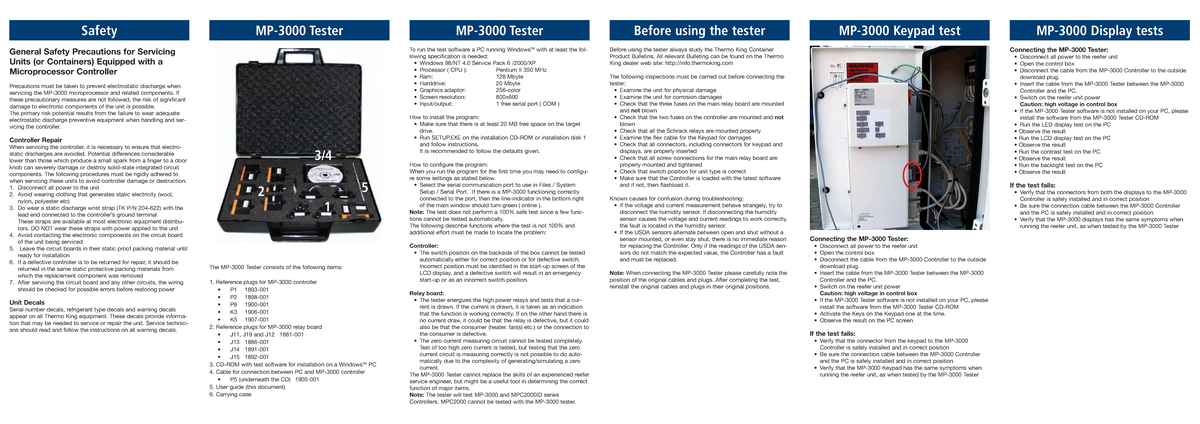 MP 3000 Tester User guide - Connecting the MP-3000 Tester: Disconnect ...