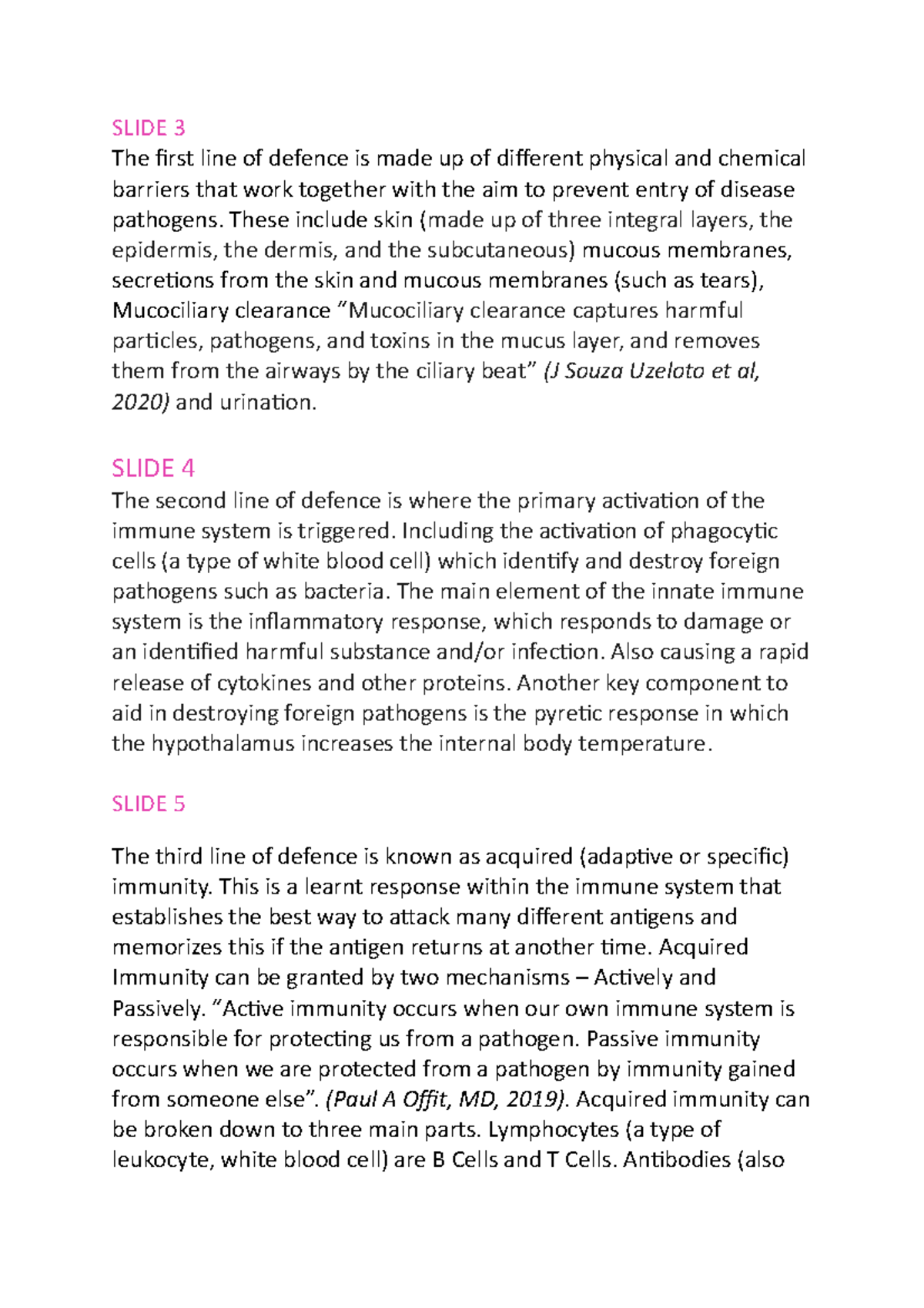 Human Immunity Presentation Script - SLIDE 3 The first line of defence ...