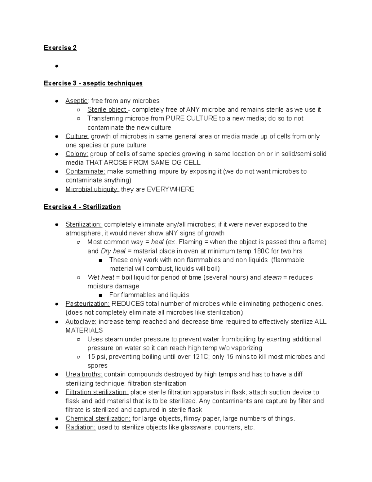 Micro Bio LAB EXAM 1 - Lecture notes exam 1 - Exercise 2 Exercise 3 ...
