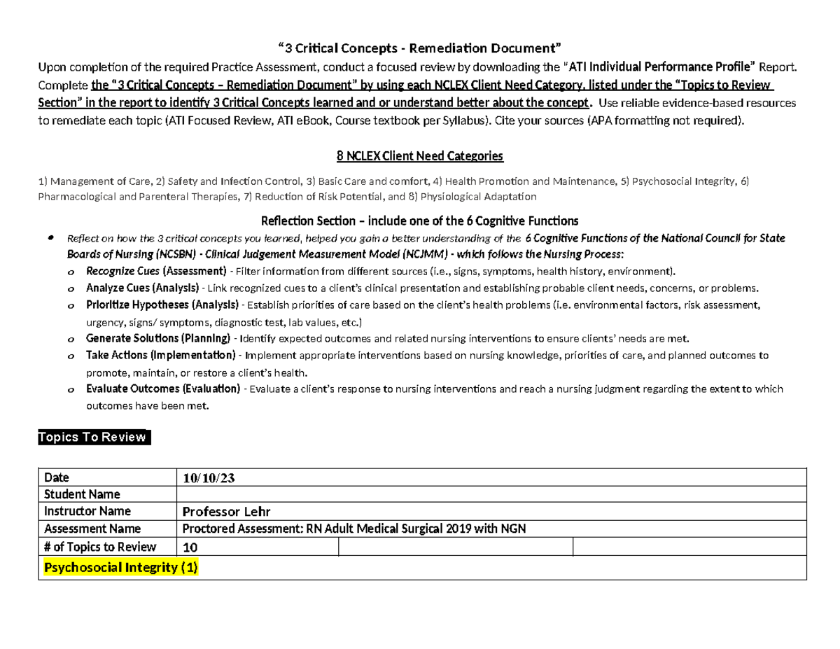 Proctore 480 3 Critical Concepts - “3 Critical Concepts - Remediation ...
