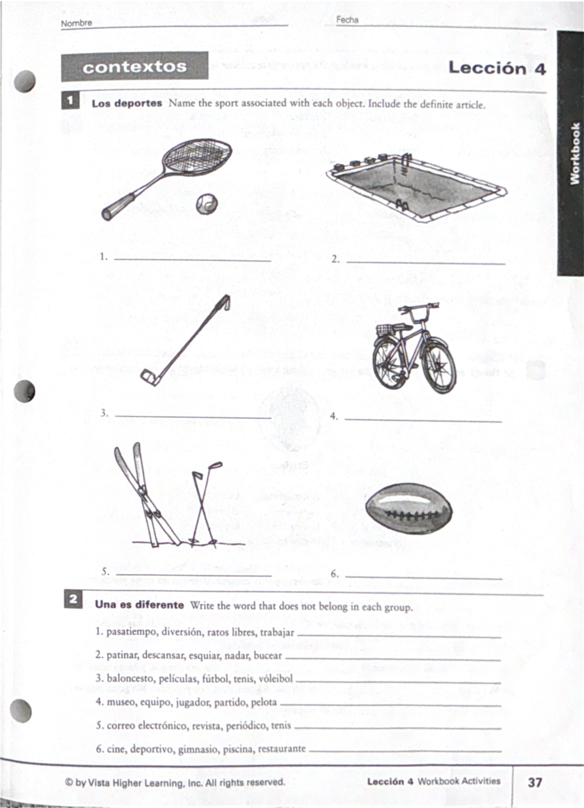 Act 1-4 Wkbk ch 2 - Work for Spanish - Nombre Fecha contextos Lección 4 ...