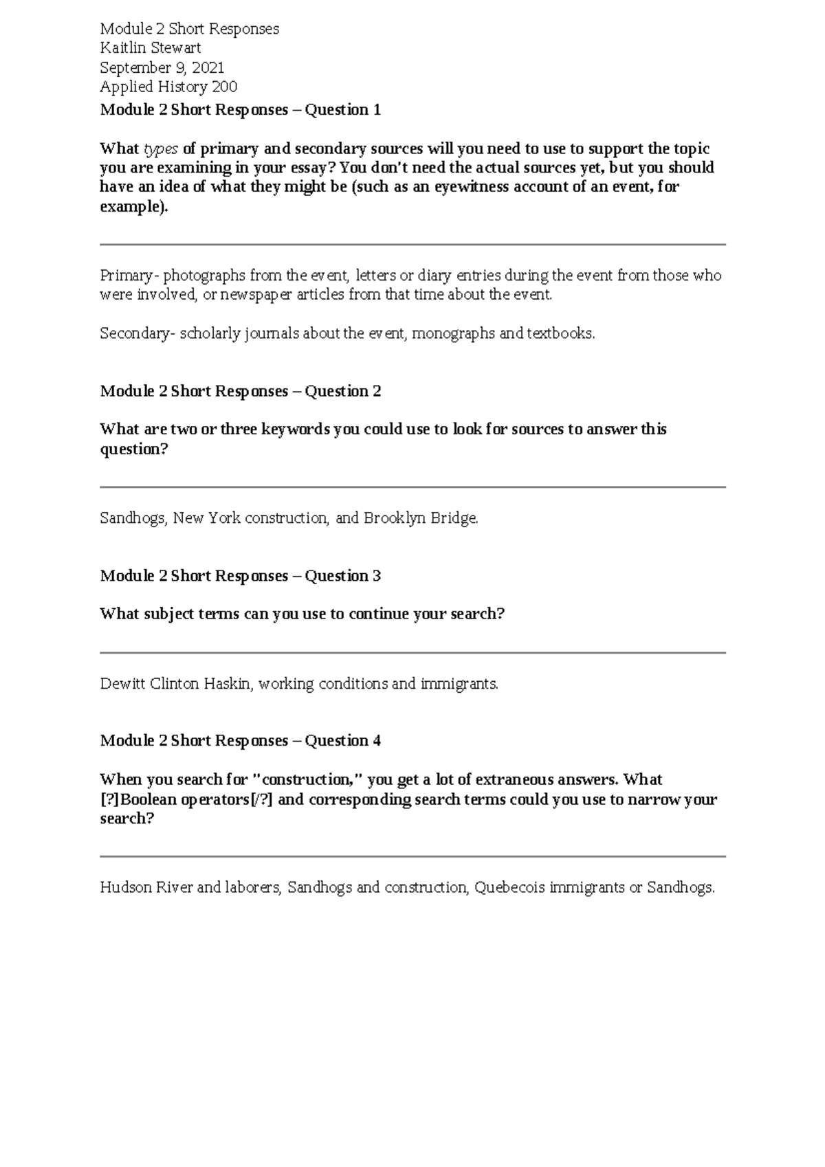 Applied History HIS200 Module 2 - Short Responses - Module 2 Short ...
