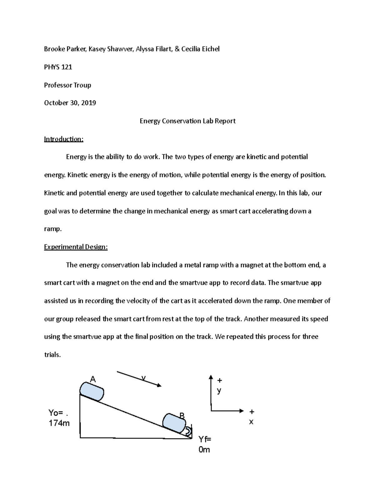 Energy Conservation Lab Report - Brooke Parker, Kasey Shawver, Alyssa ...