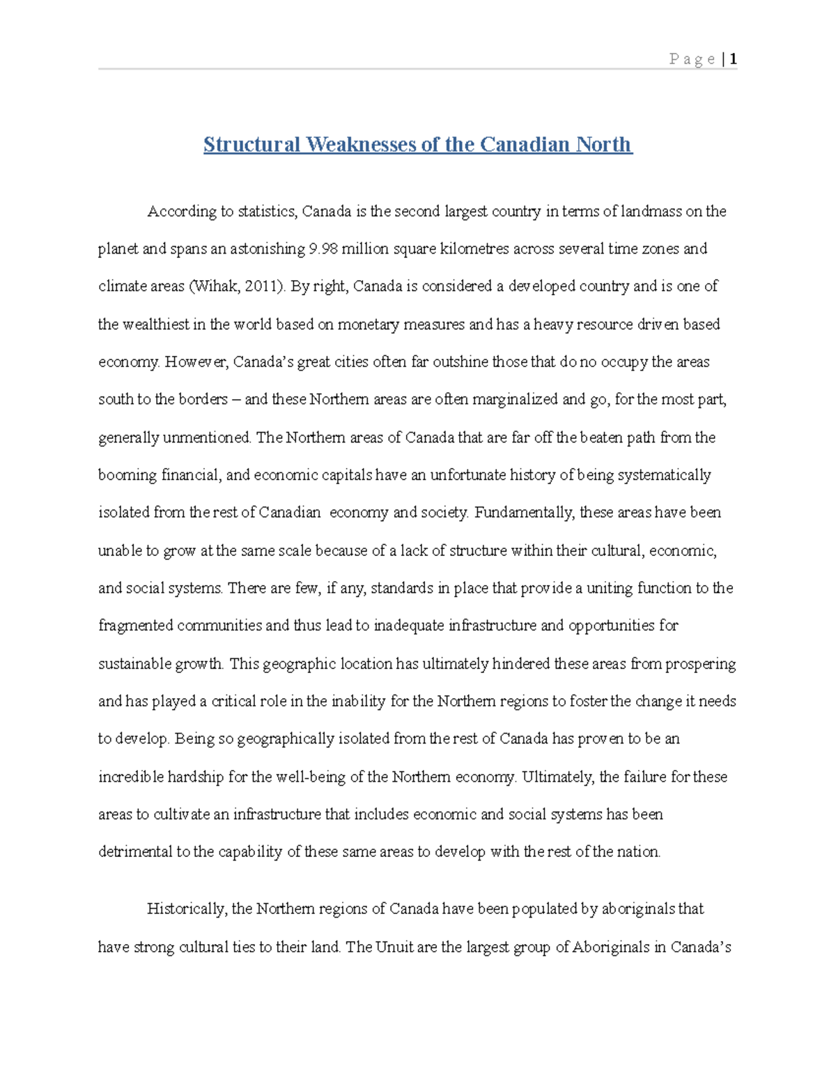 essay-structural-weaknesses-of-the-canadian-north-structural