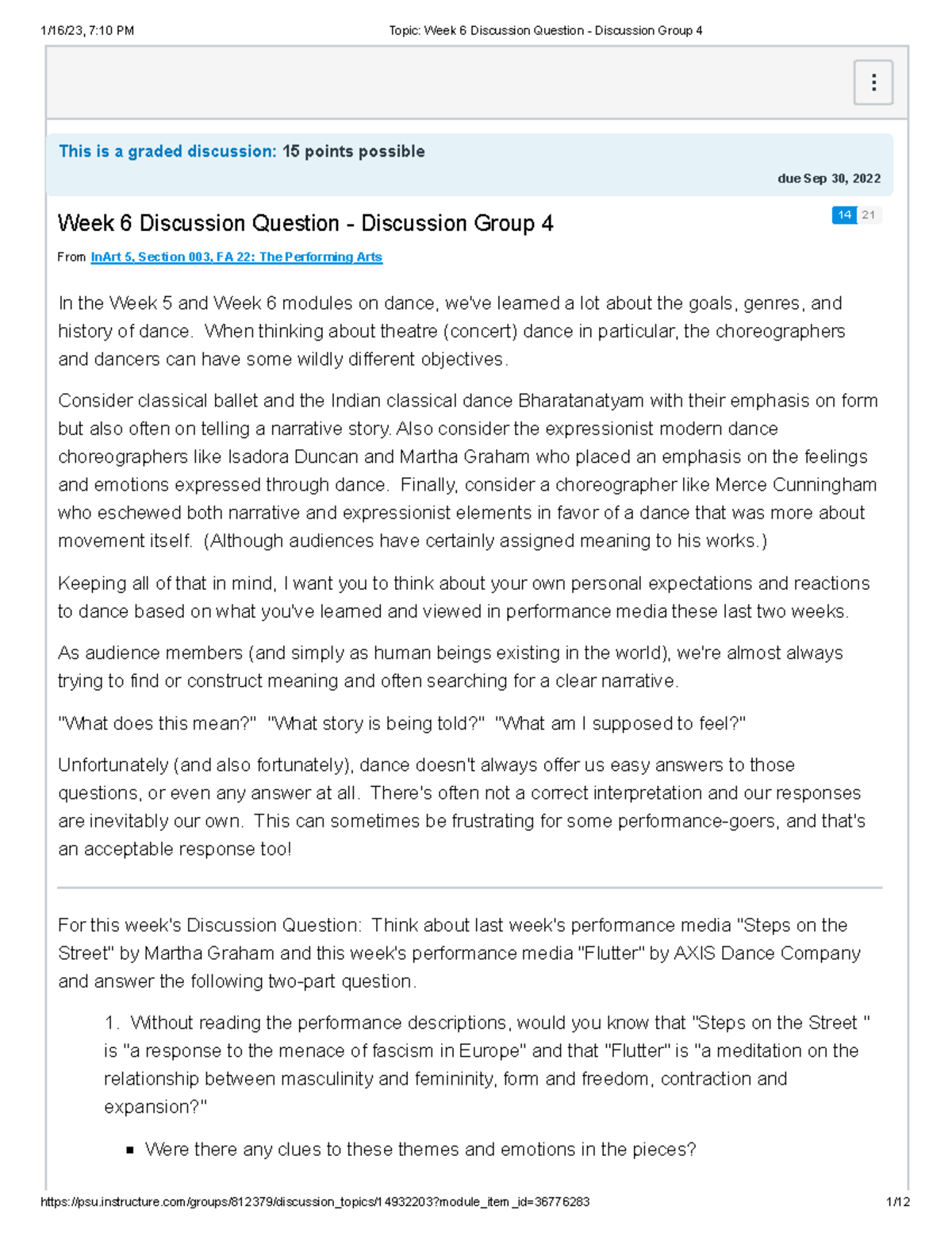 Topic Week 6 Discussion Question - Discussion Group 4 - This is a ...
