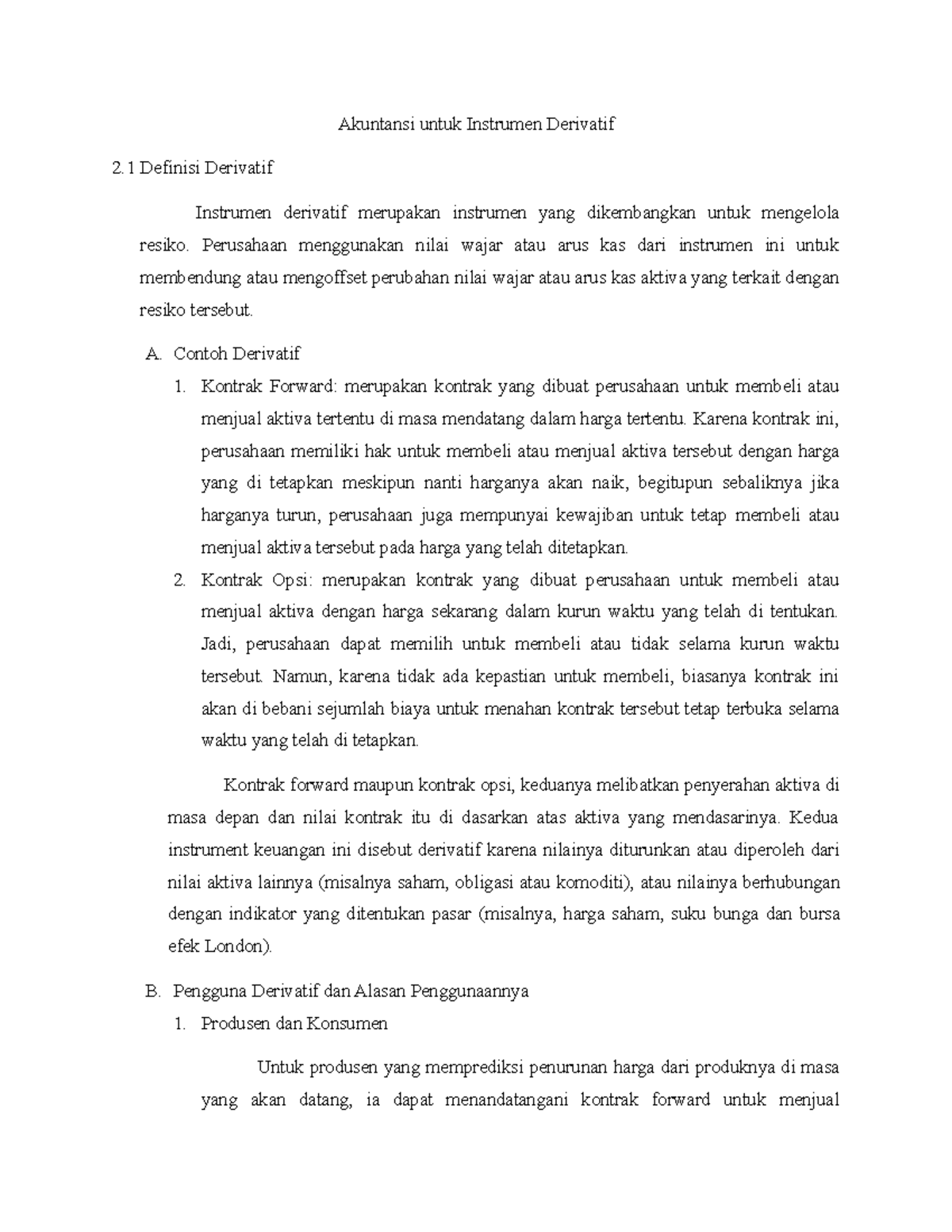 Definisi Derivatif - materi - Akuntansi untuk Instrumen Derivatif 2 ...