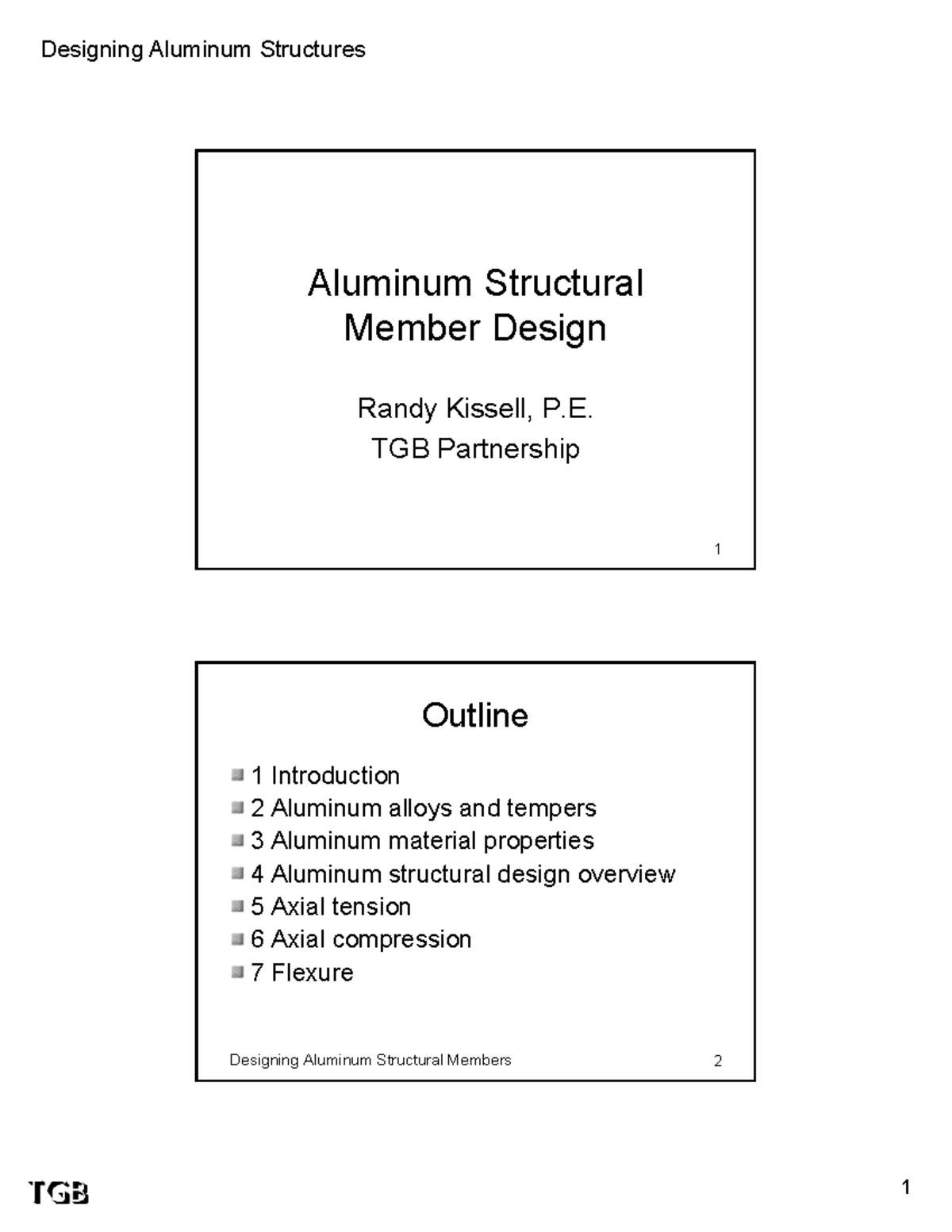 Randy kissell p e tgb partnership ncsea confedge com - 1 Aluminum ...