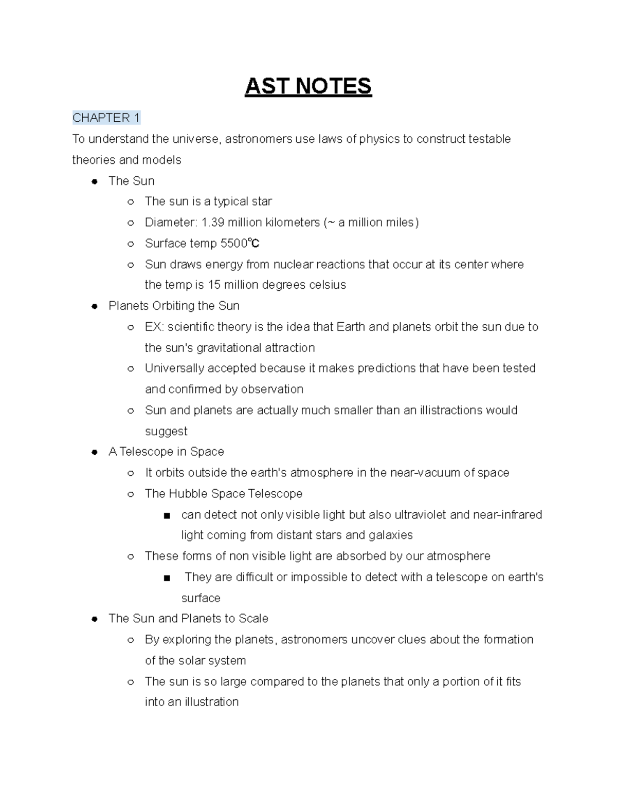 Stellar Astronomy Notes - Chapters and Lecture Images - AST NOTES ...