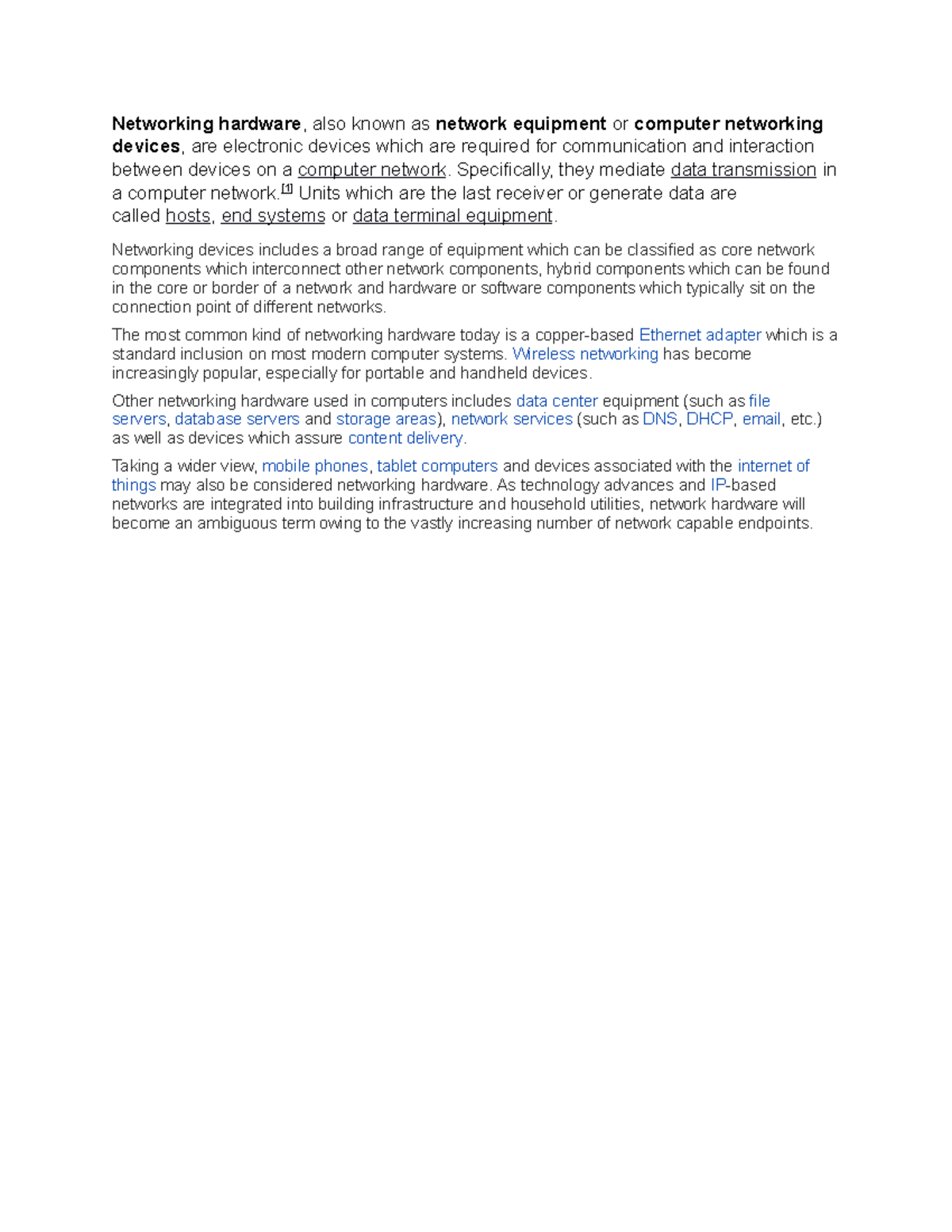 Networking devices wt are - Networking hardware , also known as network ...