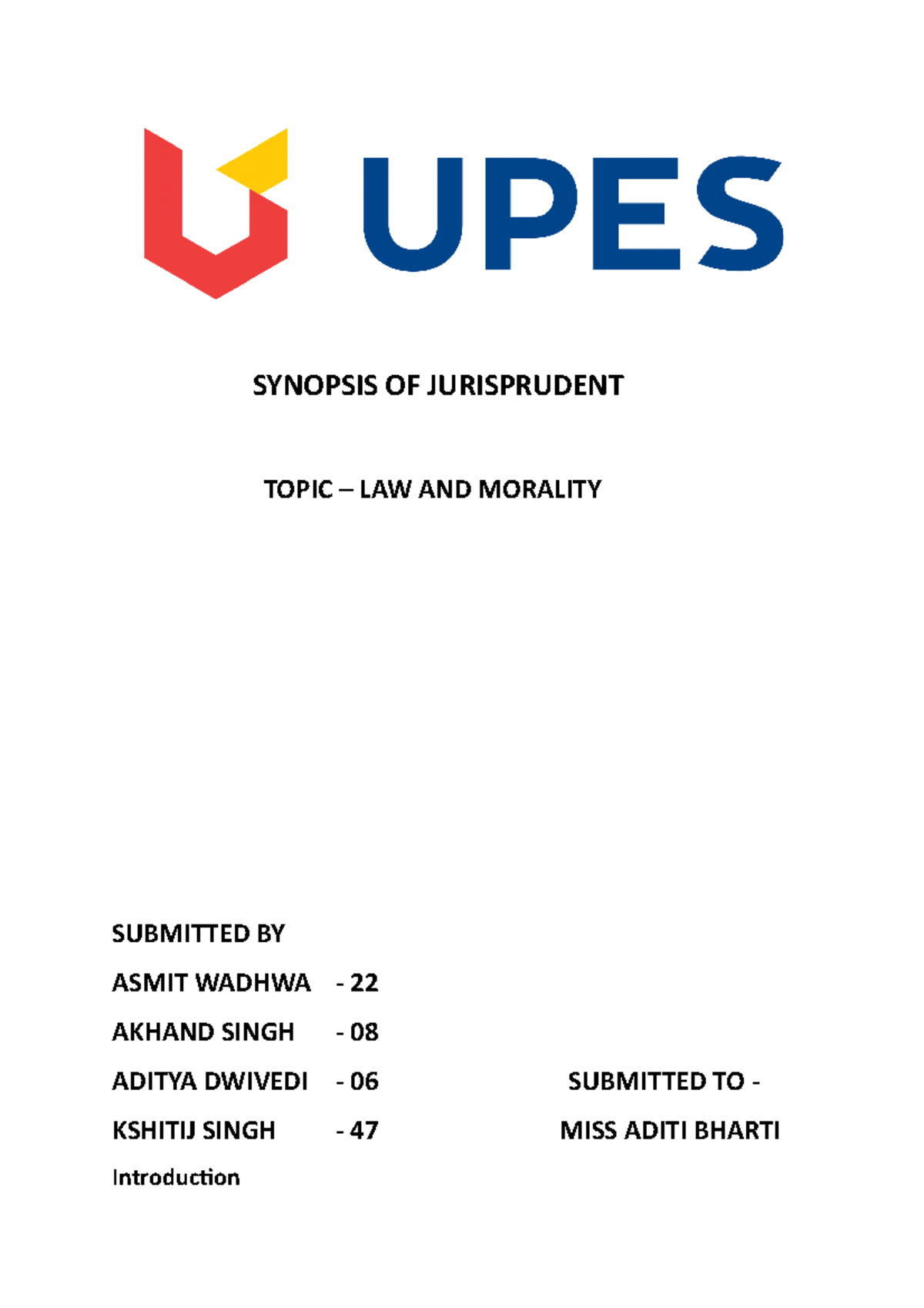 Juris synopsis - SYNOPSIS OF JURISPRUDENT TOPIC – LAW AND MORALITY ...