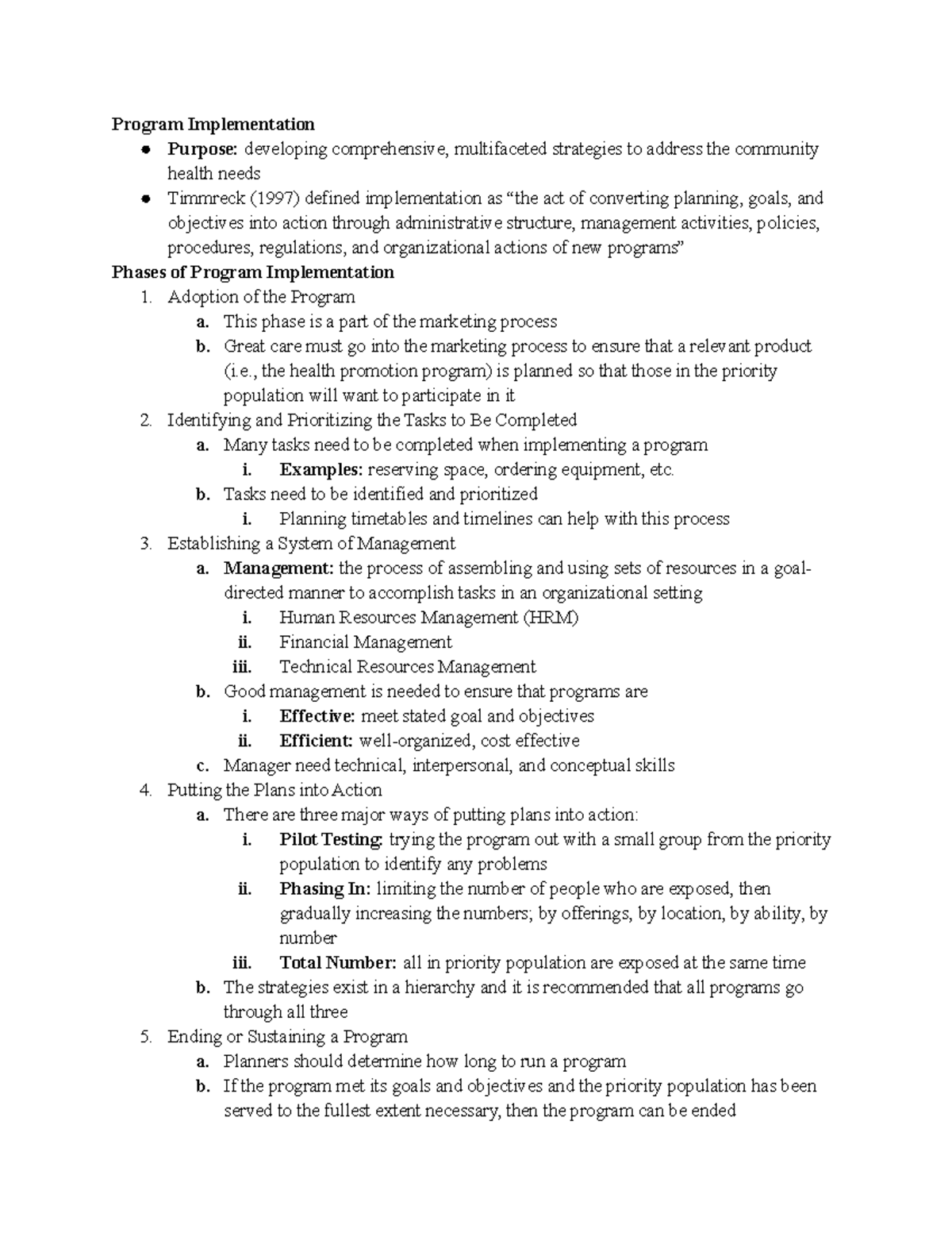 Program Implementation - Adoption of the Program a. This phase is a ...