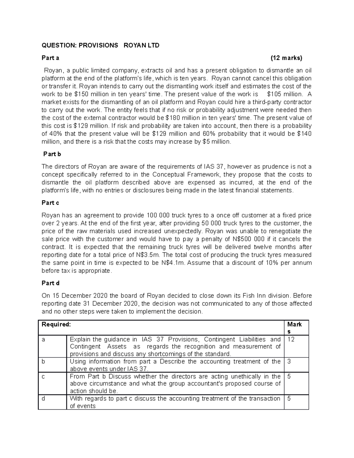 WEEK 2 Tutorial Question Provisions - QUESTION: PROVISIONS ROYAN LTD ...